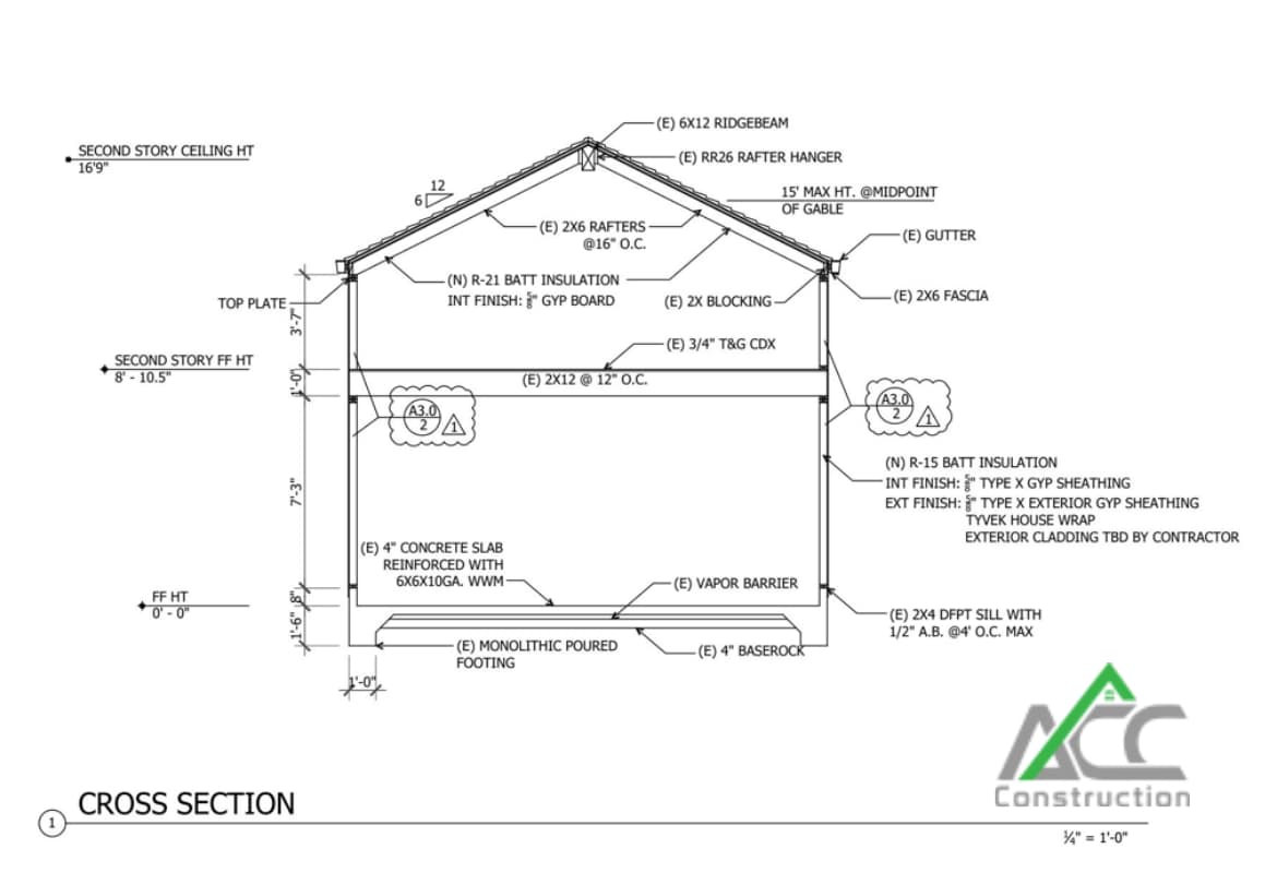 Construction Garage Cross Section